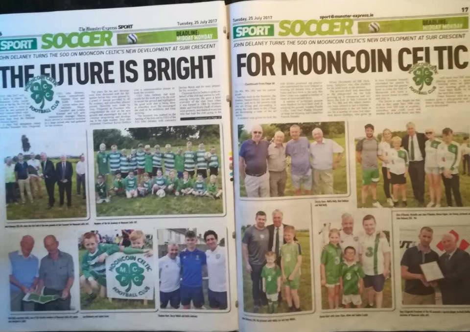 Turning the Sod In the papers – Mooncoin Celtic FC