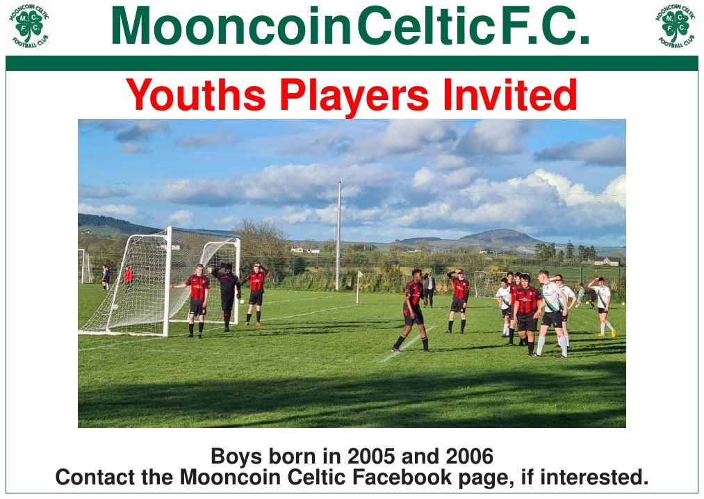 Youth Players Invited for 2022-23 Season – Mooncoin Celtic FC