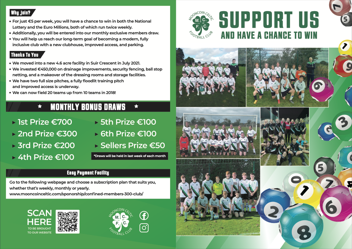 Confined Members 300 Club – Mooncoin Celtic FC