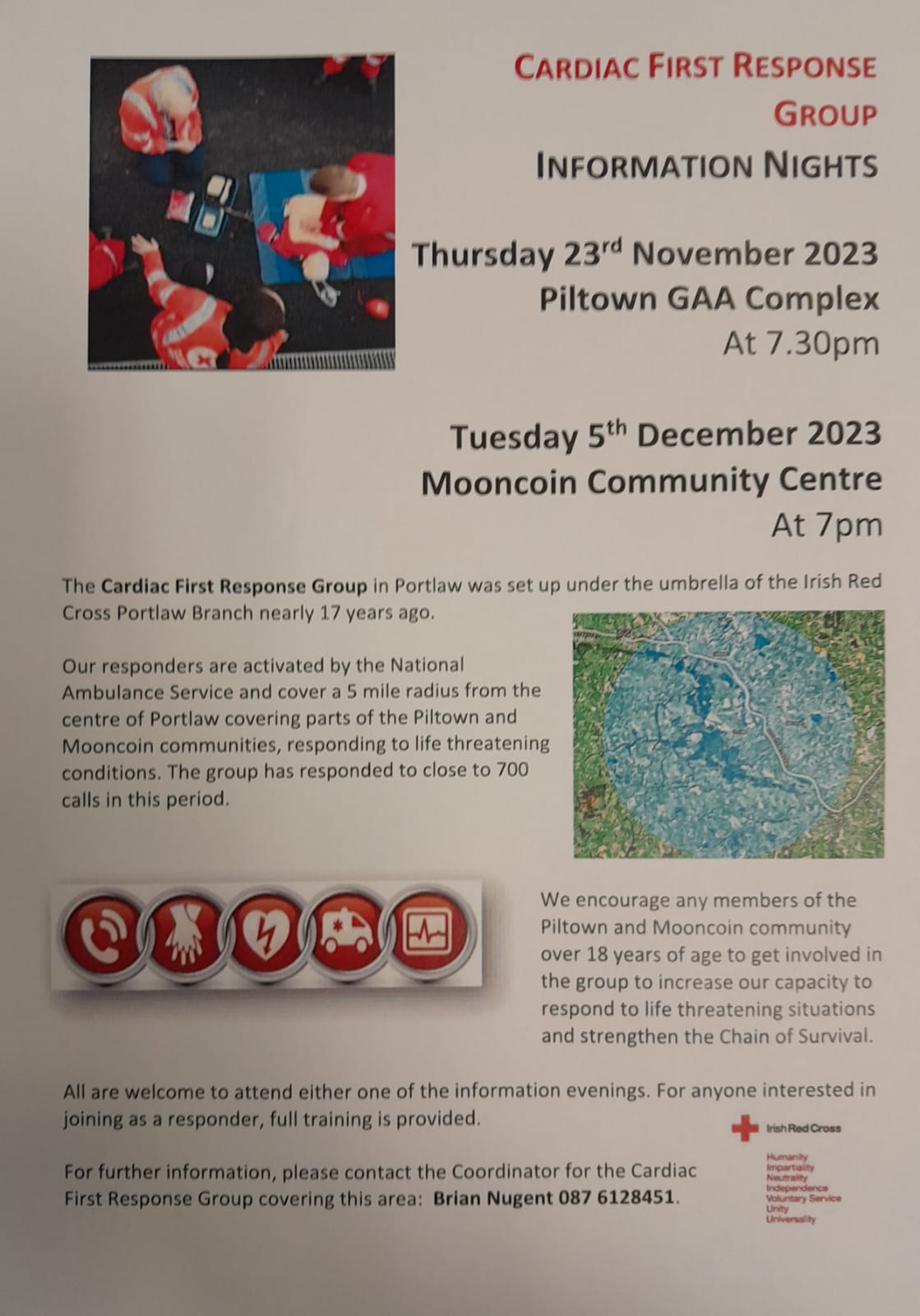 Cardiac First Response Group Information Nights – Mooncoin Celtic FC
